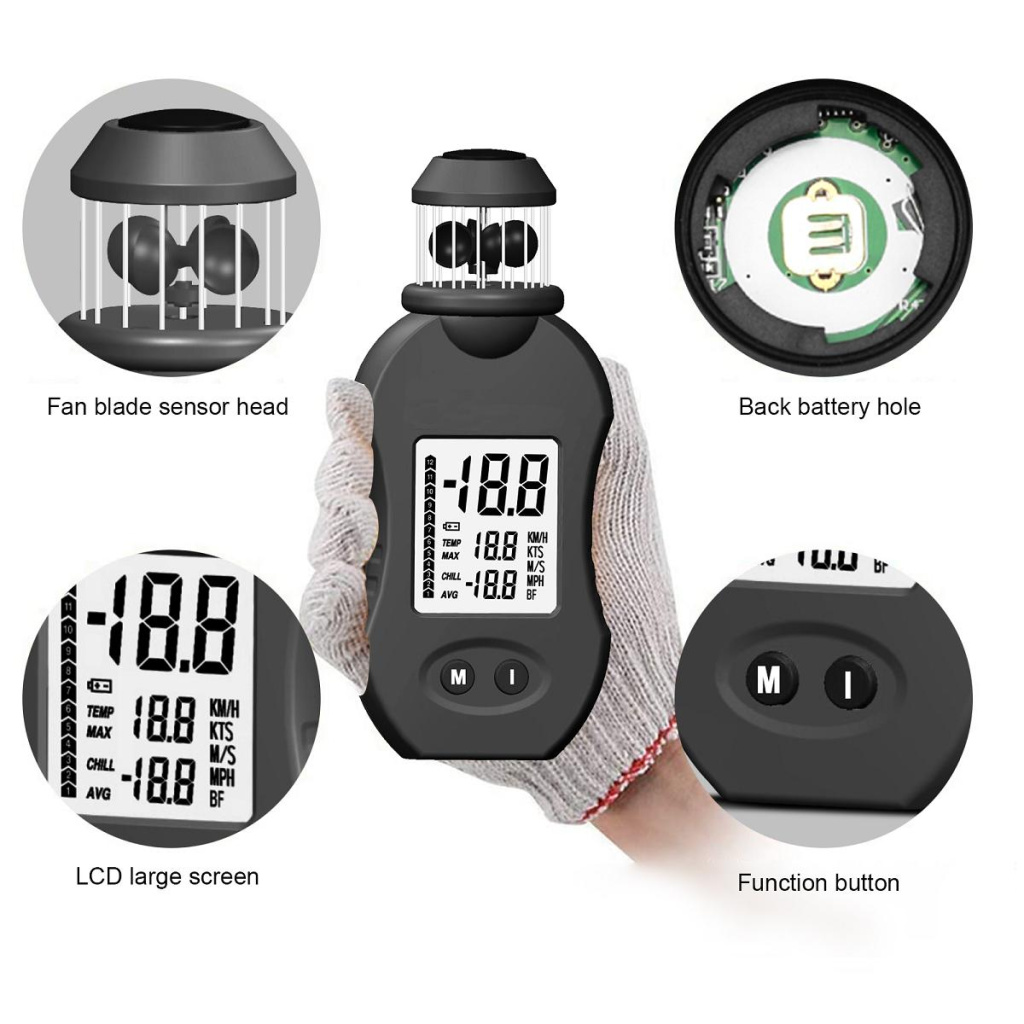 Non-Directional Wind Speed Gauge (Current, Max, Average on display ...