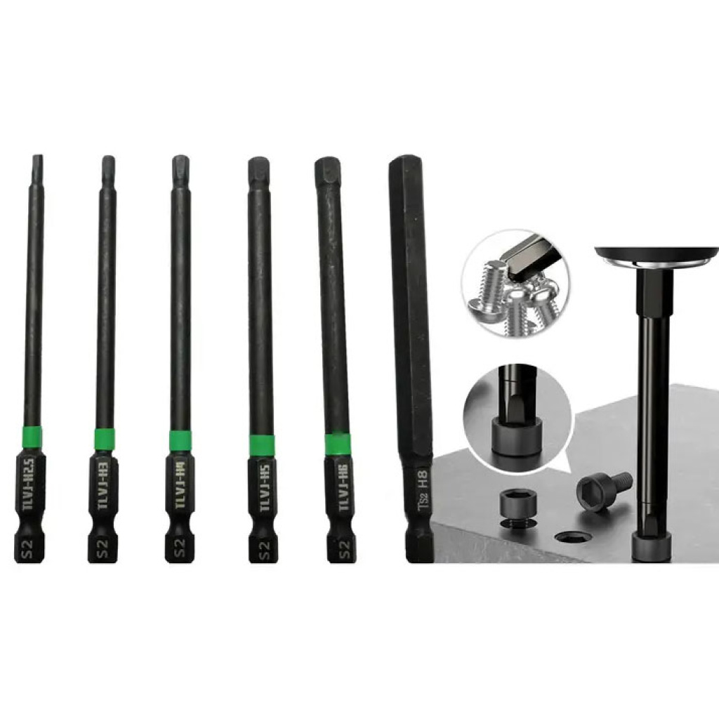 Long Bit Hexagon Allen Key Set for Torque Wrench 2.5, 3, 4, 5, 6, 8mm ...